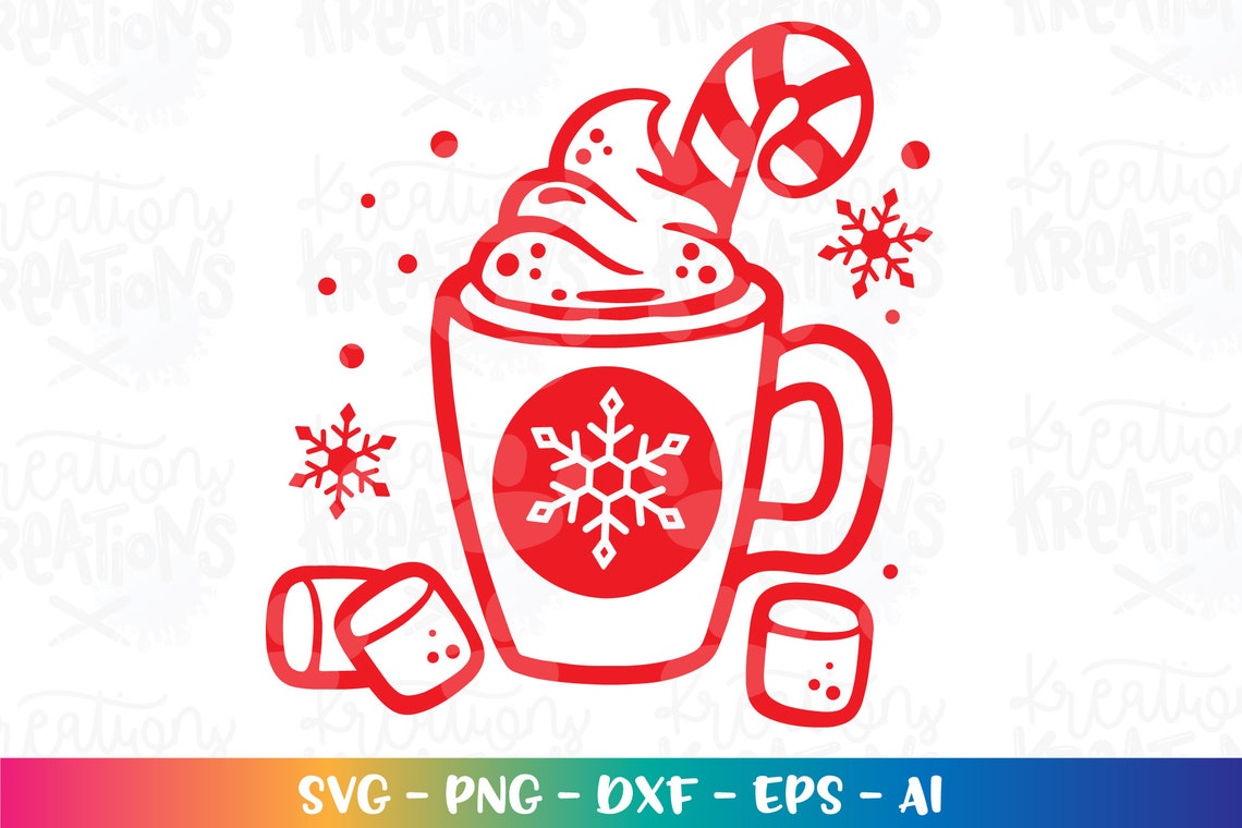 Hot Cocoa Clipart Svg Christmas Cute Chocolate Mug With - Etsy