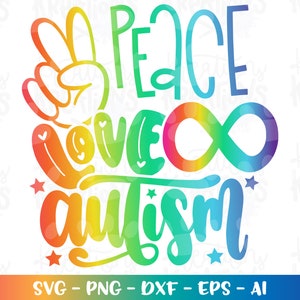 Peace Love Autism SVG Autism Awareness Infinity Shape Quote - Etsy