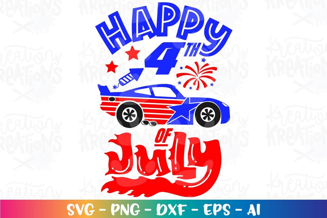 Happy 4th of July Race Car SVG USA Flag Race Car America Fourth of July ...