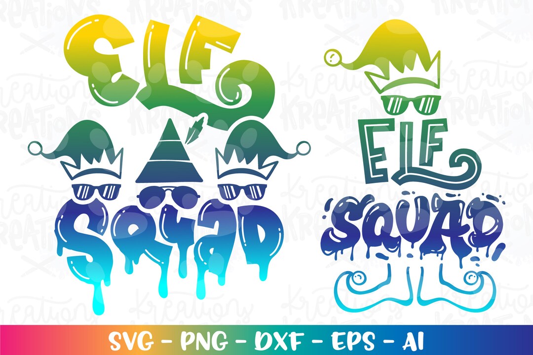 Elf Squad SVG Christmas Winter Elf Hand Drawn Hand Lettered Iron on ...