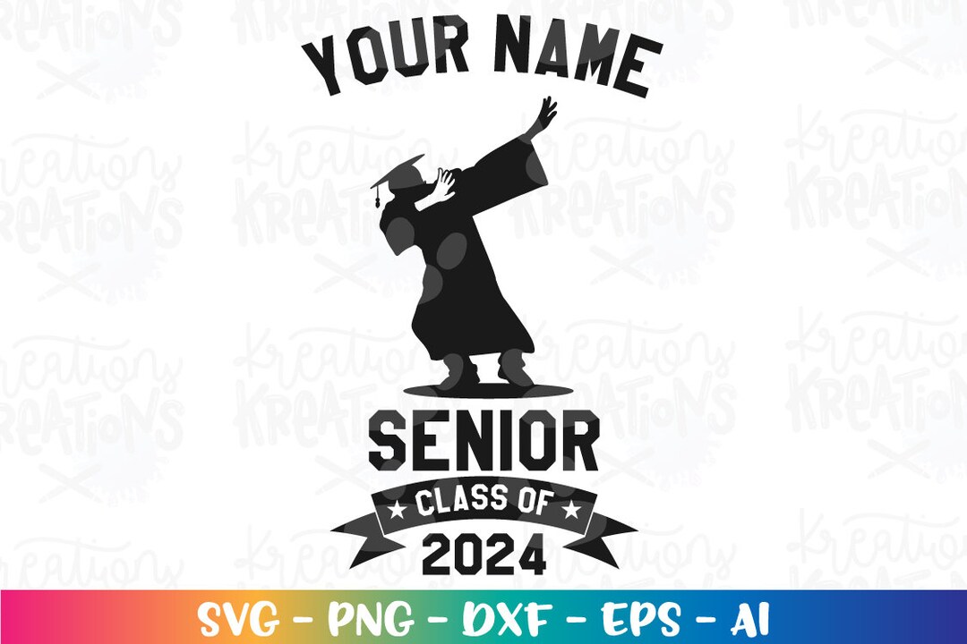 Senior Dabbing Graduate SVG Class of 2024 Boy Grad Customize Print Iron ...