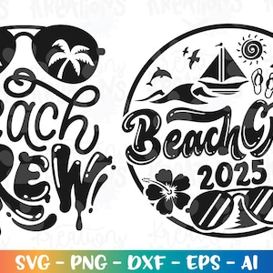 Beach Crew Svg Palm Trees Svg Beach Sunglasses Beach Summer Print Decal ...