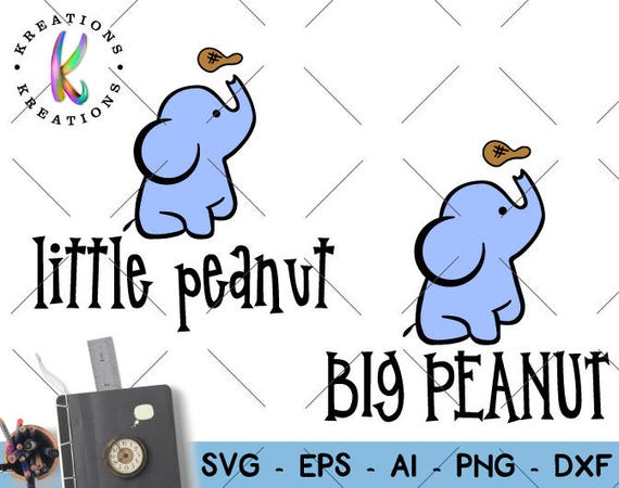 Little Peanut SVG big peanut svg cute elephant svg decal print