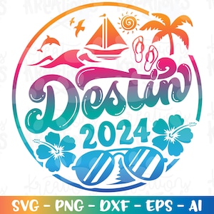 Destin Beach Svg Summer Beach Emblem Svg Vacation Print Decal Iron on ...
