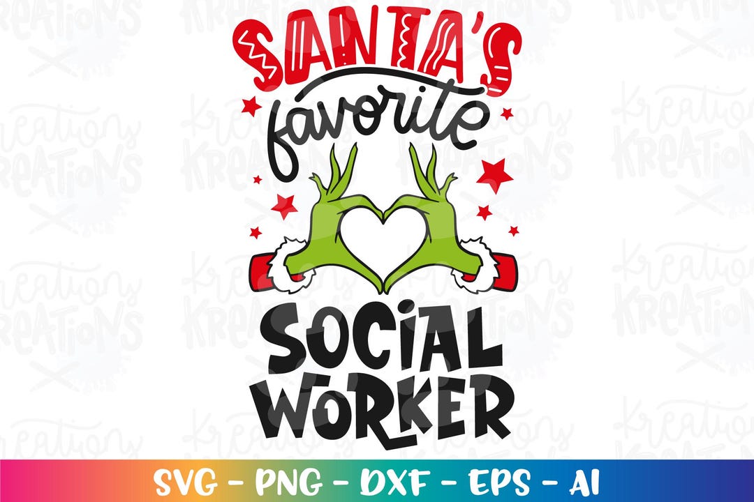 Santa's Favorite Social Worker SVG Christmas Quotes Hand Drawn Print ...