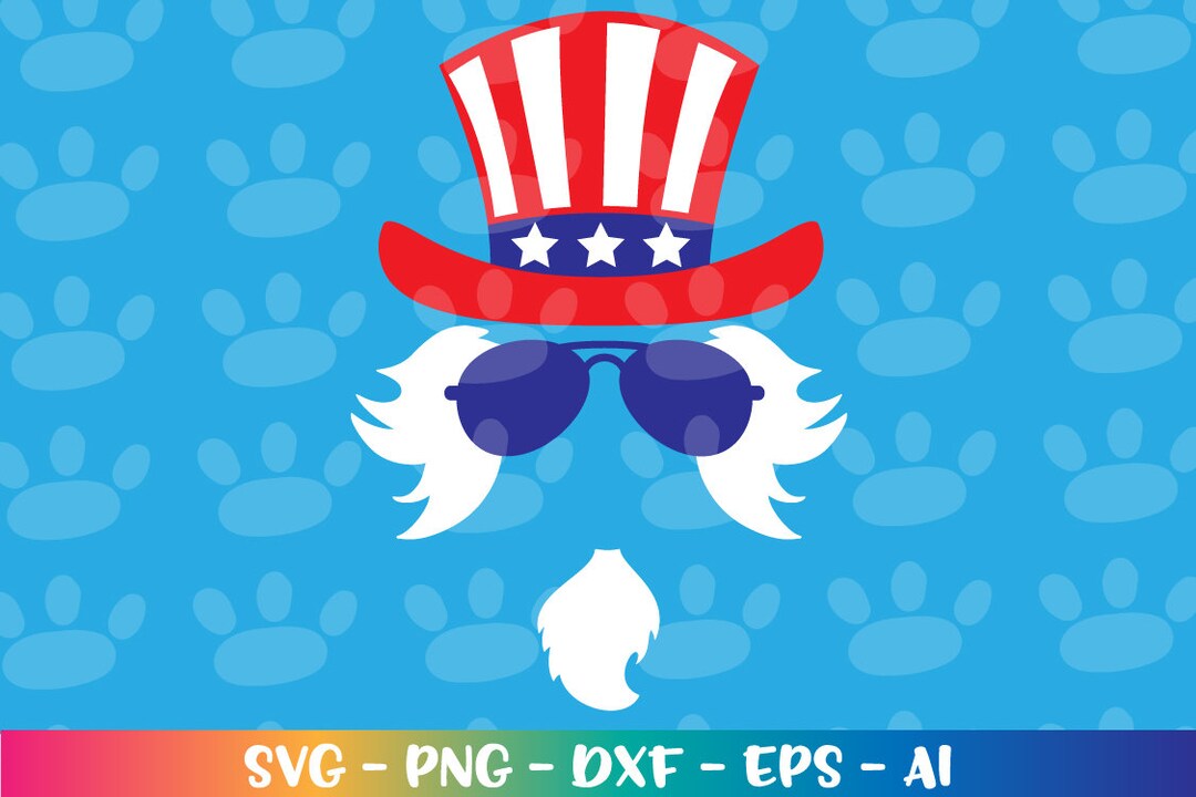 Uncle Sam Face With Sunglasses SVG Cool Independence Day 4th of July ...