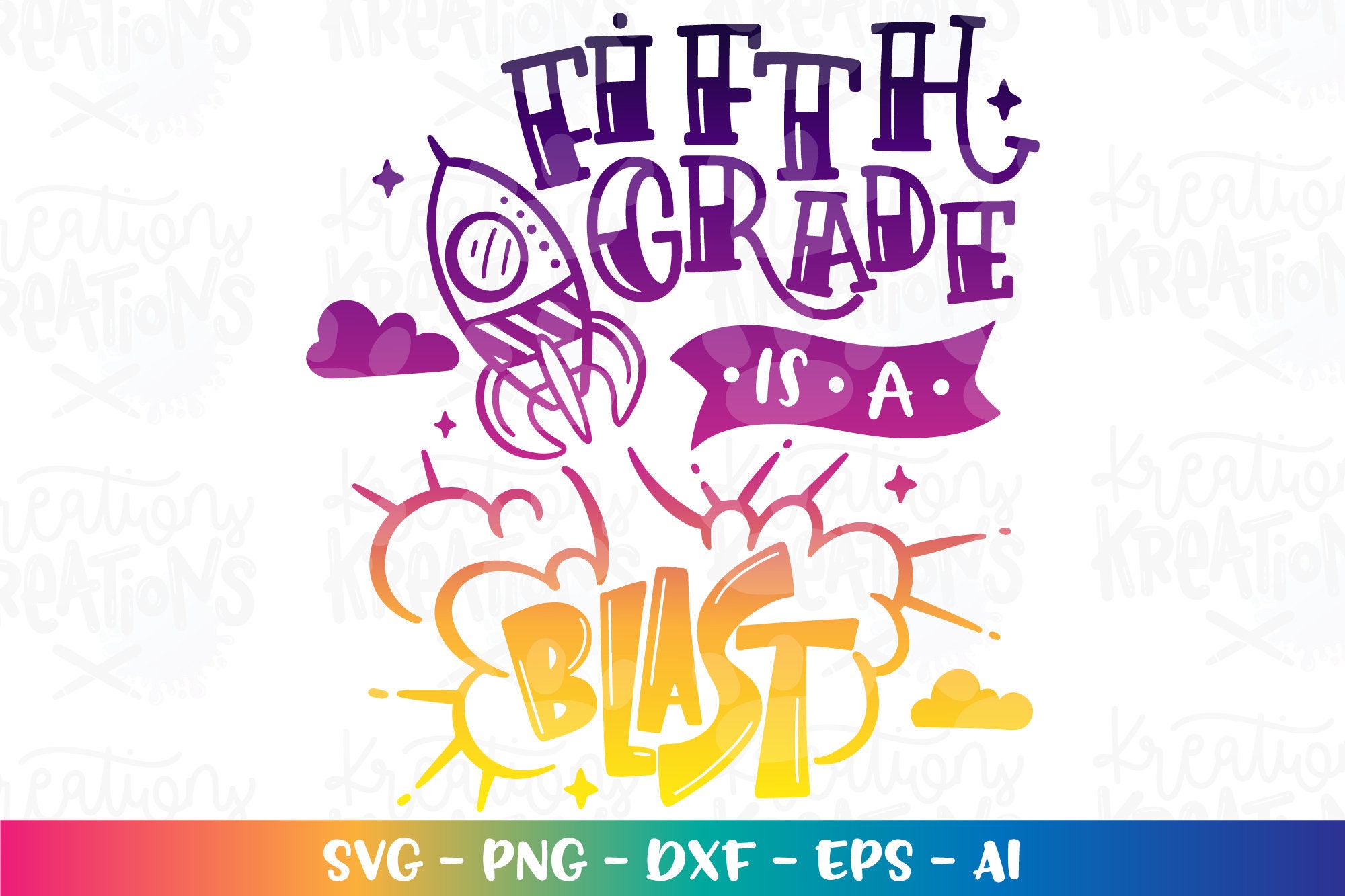 Back to school svg Fifth Grade is a BLAST Rocket spaceship 5th | Etsy