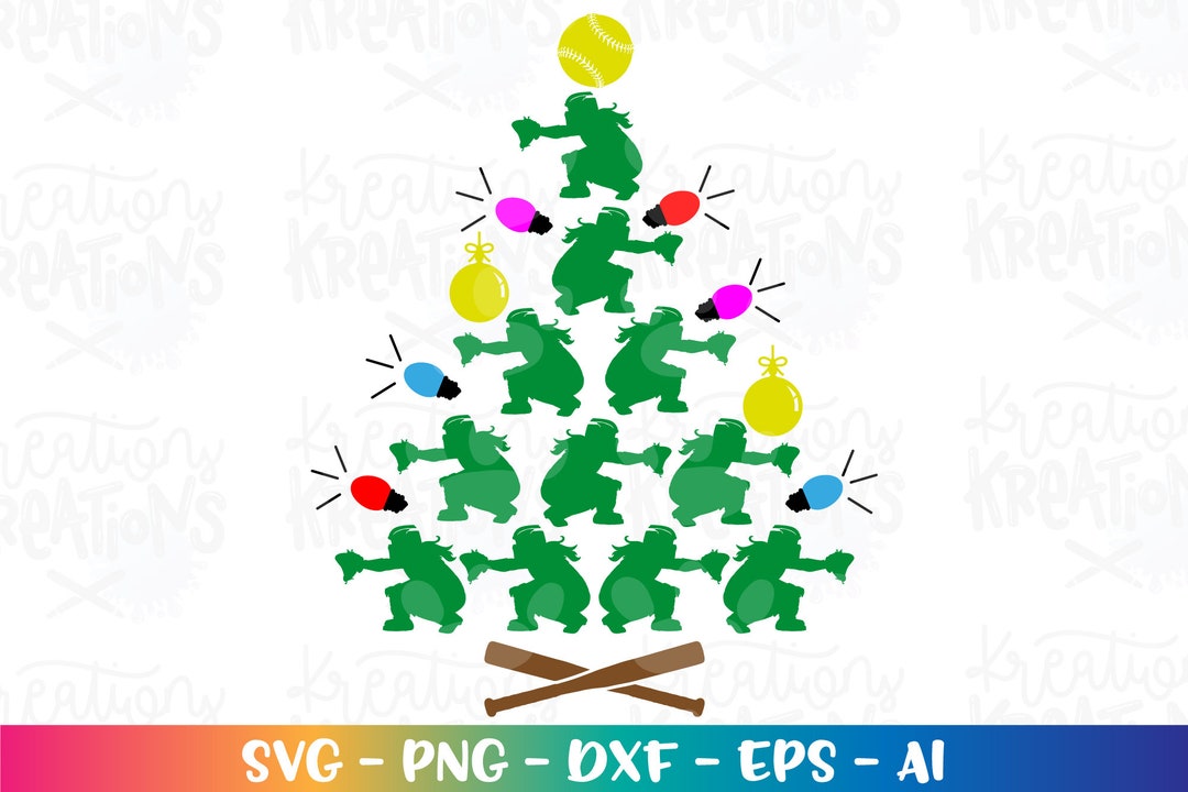 Catcher Christmas Tree Clipart Girl SVG Sotball Catcher Christmas Tree ...