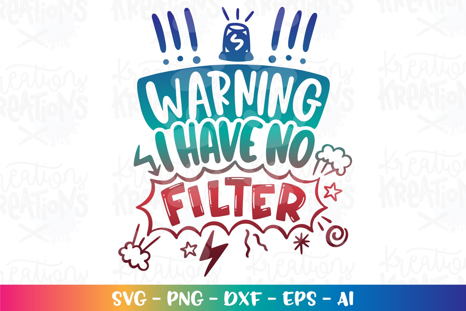 WARNING I Have No Filter Svg Funny Kids Crazy Boy Girl Wild - Etsy