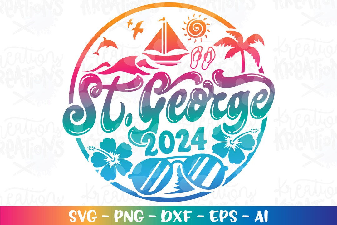 ST GEORGE Svg Summer Beach Emblem Svg Islands Print Decal Iron on Cut ...