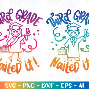 Graduation Svg THIRD 3rd Grade NAILED IT Cute Boy and Girl Clipart ...