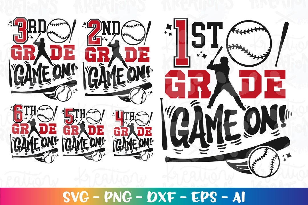 Back to School Bundle SVG Baseball Game On! Kindergarten to 6th Grade ...