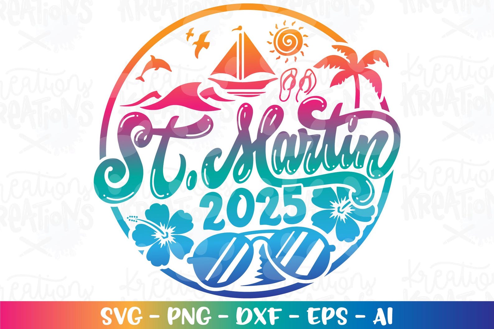 ST MARTIN Svg Summer Beach Emblem Svg Islands Caribbean Print Decal ...