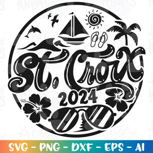 ST CROIX Svg Summer Beach Emblem Svg Islands Caribbean Print Decal Iron ...