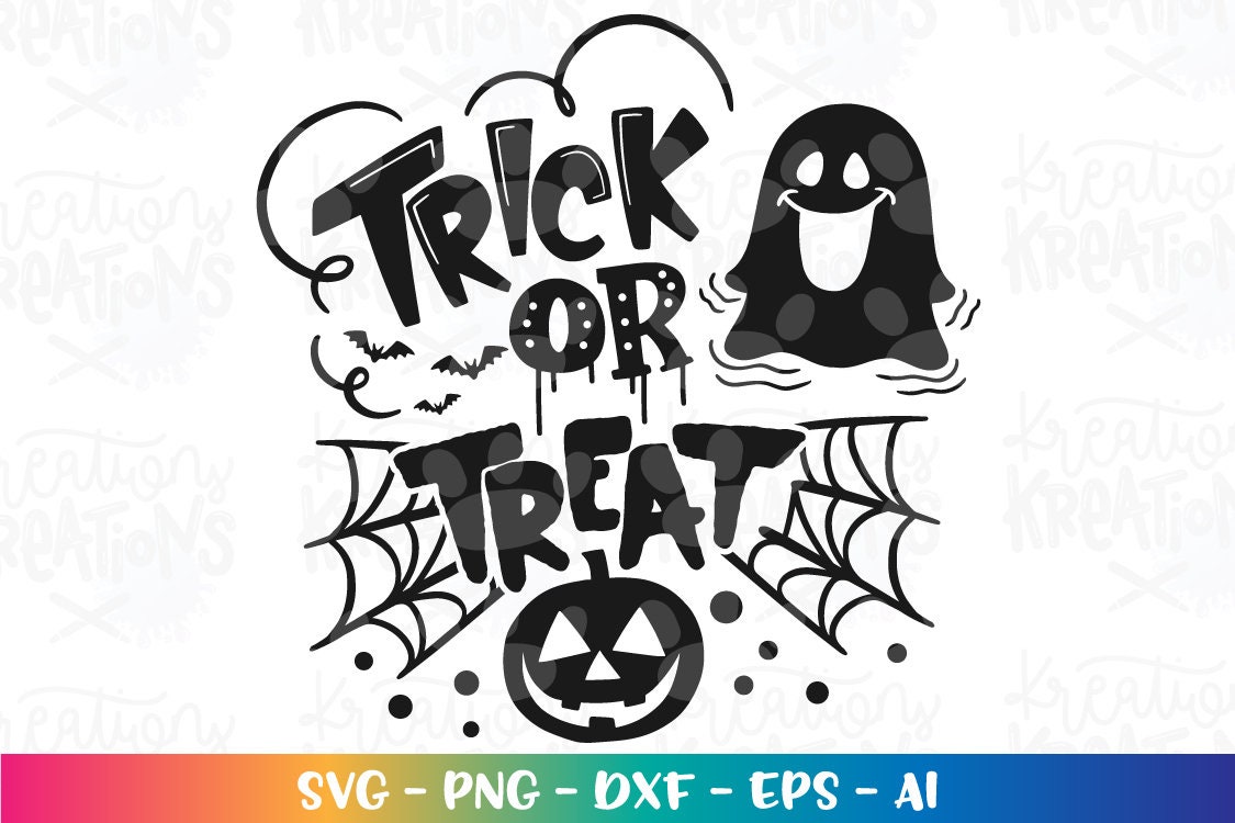 Trick or Treat SVG Happy Halloween Svg Hand Drawn Svg Hand - Etsy
