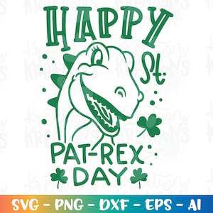 Happy St. Pat-rex Day Svg Dinosaur Cute St. Patrick's Day Iron on Print Cut File Cricut ...