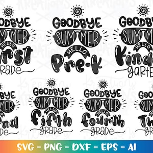 Back to School Bundle Pack Svg Goodbye Summer Hello Kindergarten Pre-k ...