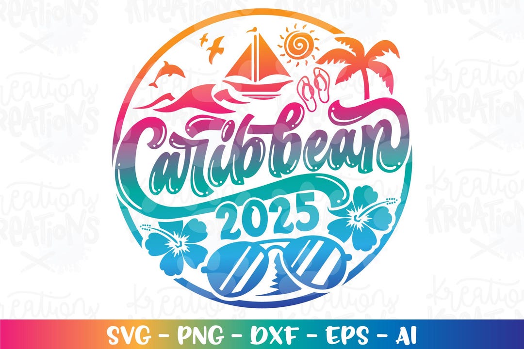 CARIBBEAN Svg Summer Beach Emblem Svg Dominican Republic Caribbean ...