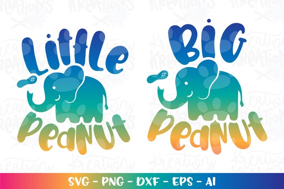 Little Peanut SVG Big Peanut Svg Cute Elephant Svg Decal Print - Etsy