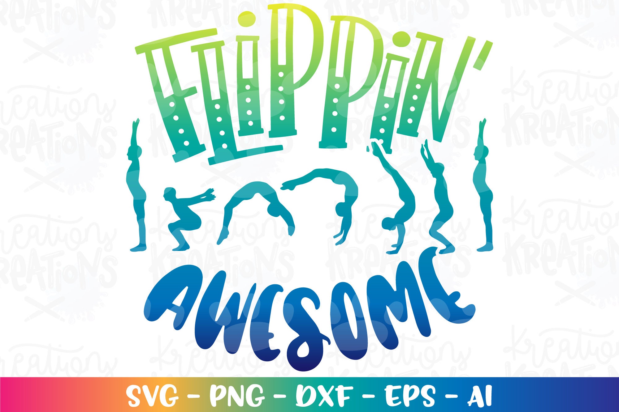 Flippin' Awesome SVG Gymnastics Boy Tumbling Print Iron on Color Cut ...