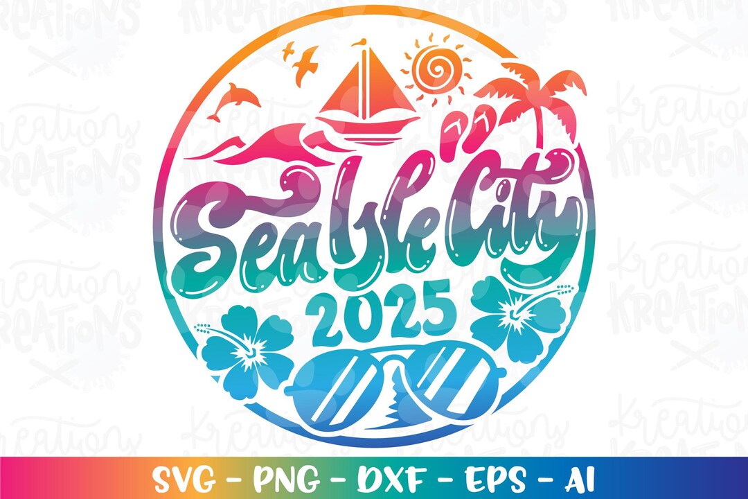 Sea Isle City Beach Svg USA Summer Beach Emblem Svg Hand Drawn Print ...