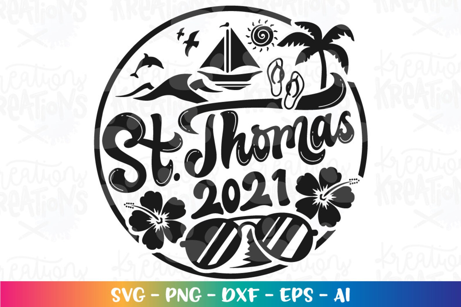 St. Thomas Virgin Islands svg Caribbean Summer Beach emblem | Etsy