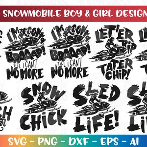 Snowmobile Bundle Svg Clipart Snow Mobile Girl Boy Winter Svg Christmas ...