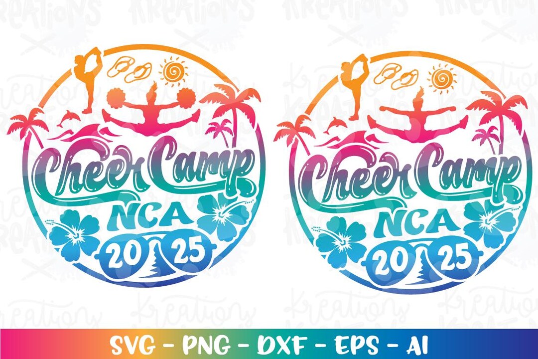CHEER CAMP SVG Cheer Gymnastics Beach Summer Camp Print Iron on Color ...