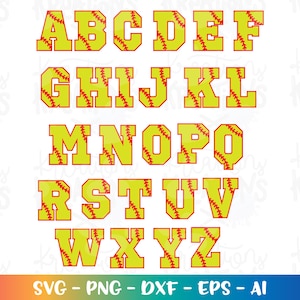 Softball Alphabet Svg Softball Font Svg Baseball Alphabet SVG Cut ...