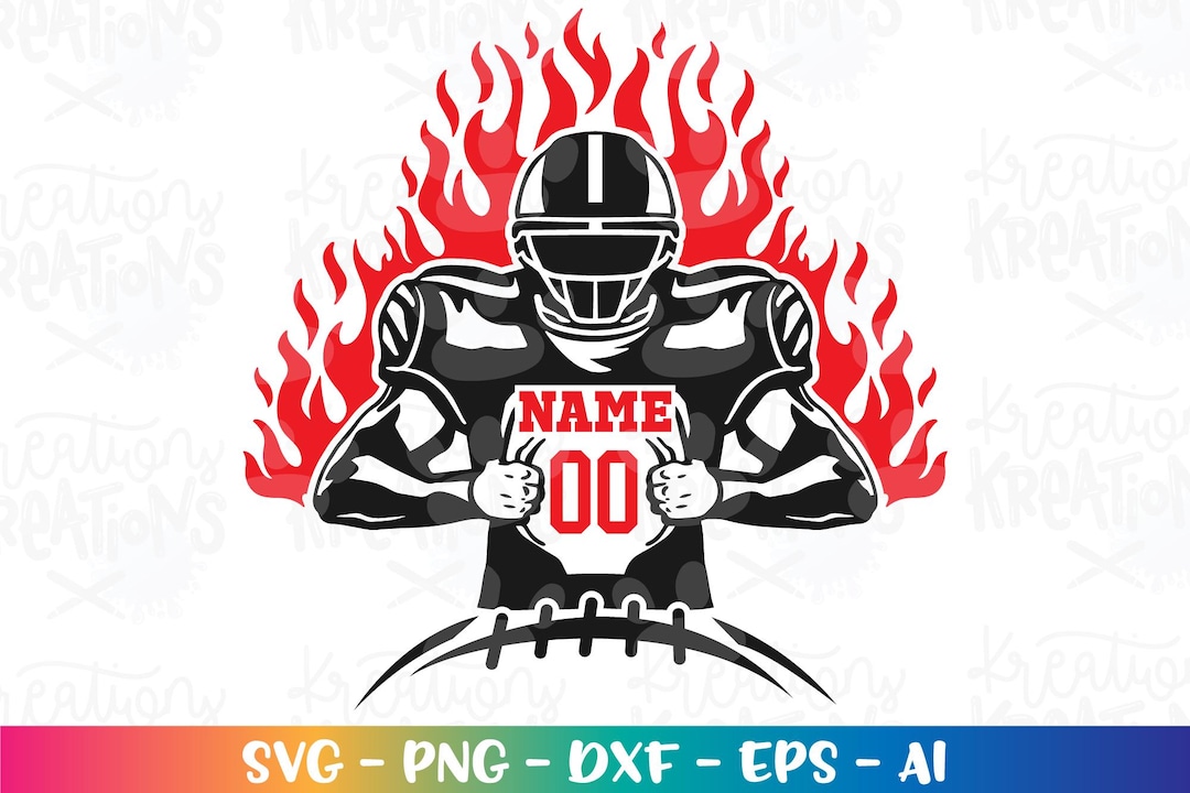 Football Player Ripping Shirt Custom Svg Flame Fire Ripped Out ...