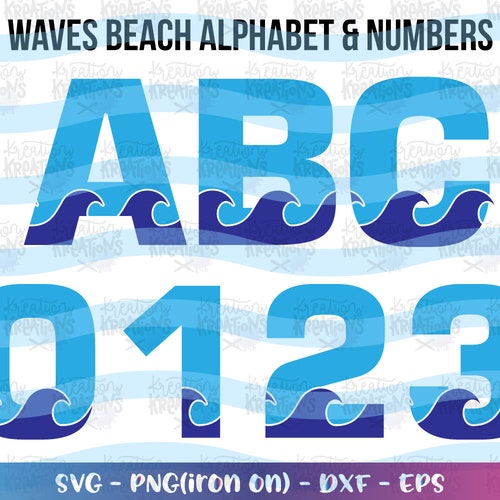 Waves Beach Font Alphabet Svg Font Letters and Numbers SVG Cut - Etsy