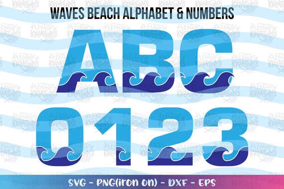 Waves Beach Font Alphabet Svg Font Letters and Numbers SVG Cut - Etsy