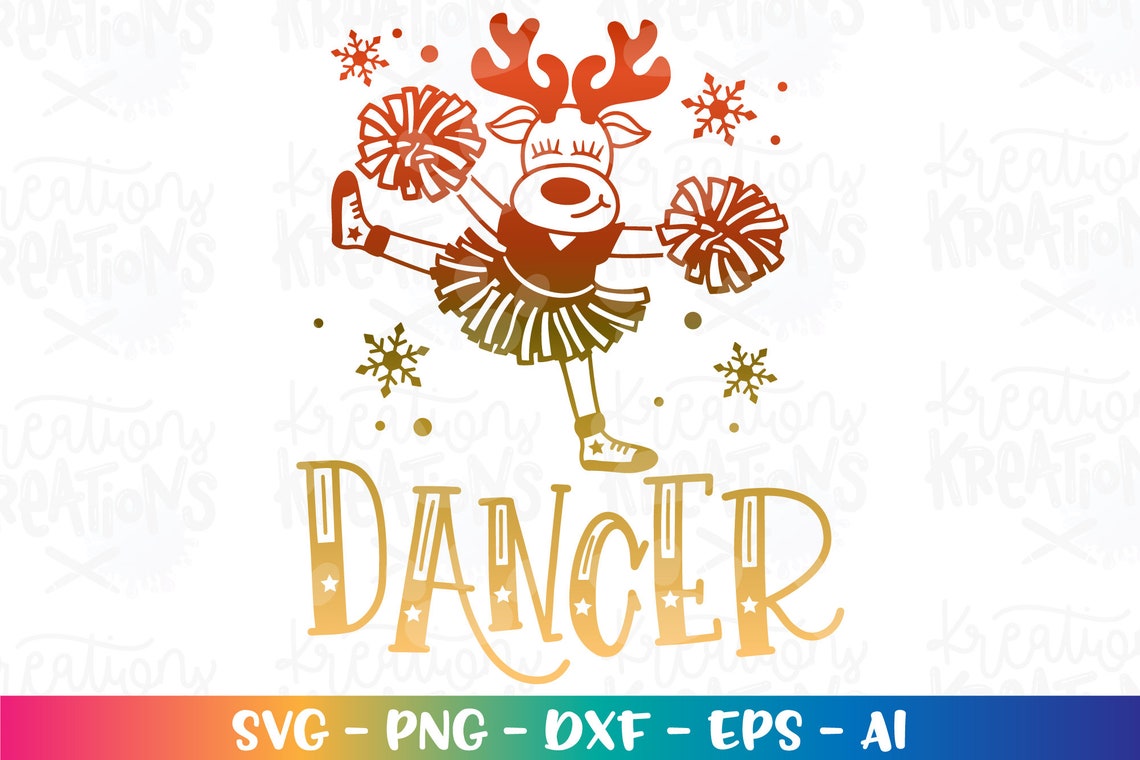 Dancer Reindeer Clipart Cute SVG Gymnastics Christmas Print - Etsy