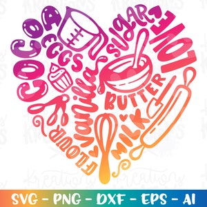 Baking Svg Ingredients Elements Heart Love SVG Bake Baker Cake Apron ...