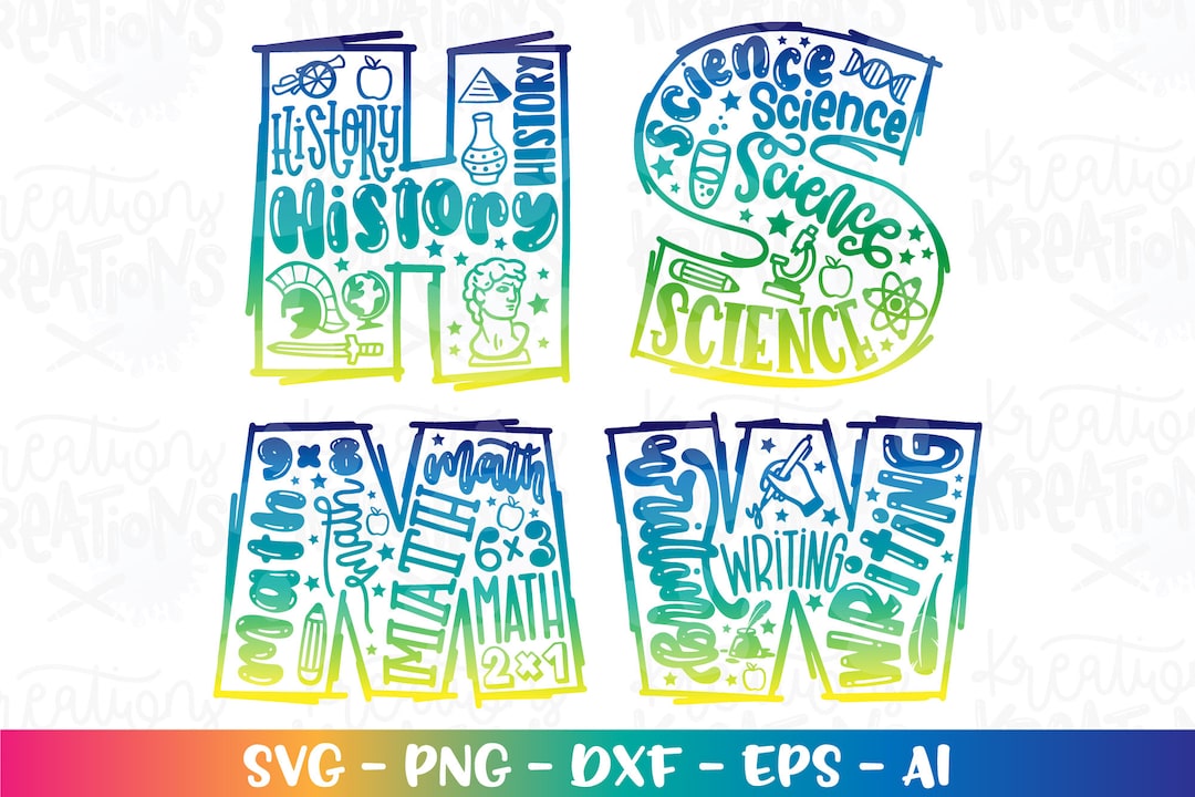 Back to School Bundle Svg Science History Math Writing Teacher Print ...
