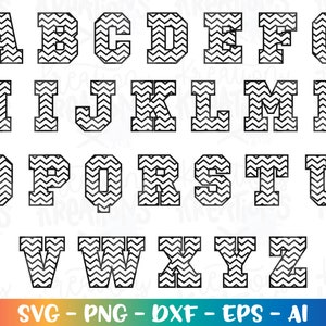 Chevron Font Alphabet Svg Zigzag Letters and Numbers SVG Cut Cutting ...
