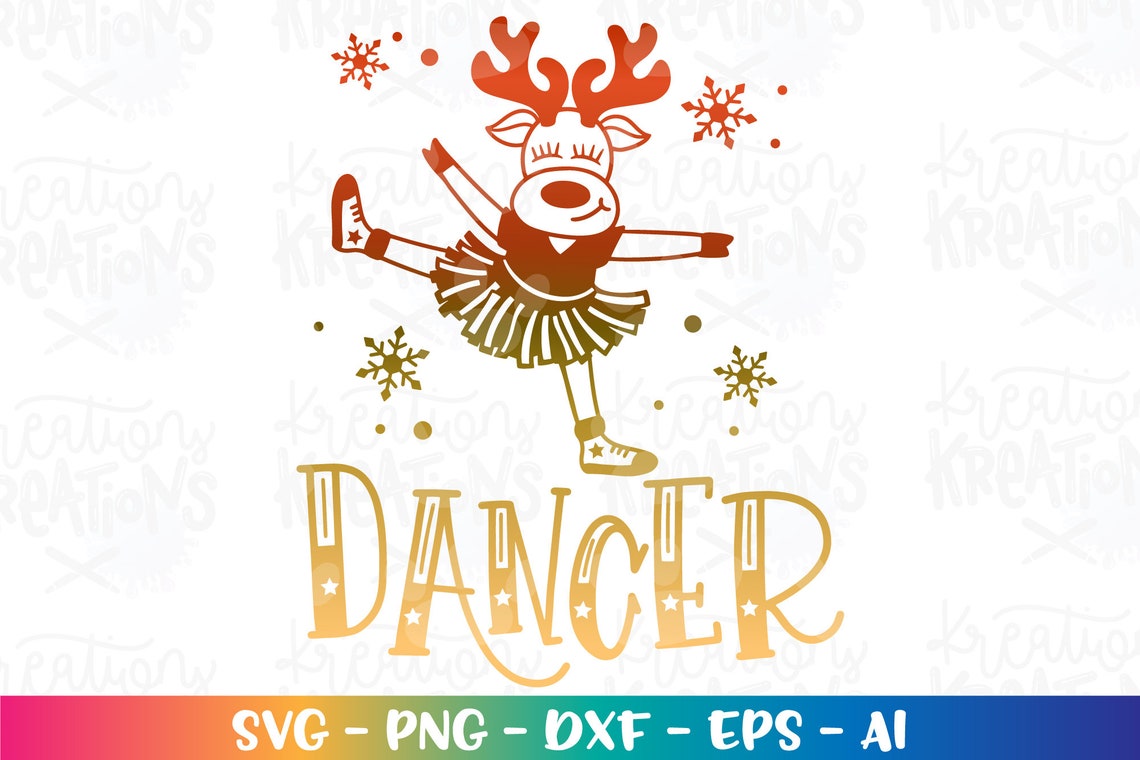 Dancer Reindeer Clipart Cute SVG Gymnastics Christmas Print - Etsy
