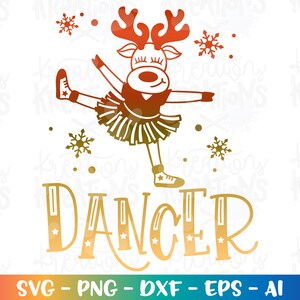 Dancer Reindeer Clipart Cute SVG Gymnastics Christmas Print - Etsy