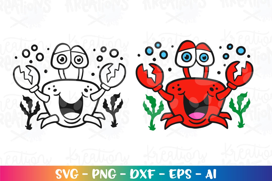 Crab Cute SVG Summer Beach Crab Clipart Cartoon Kids Print Iron on Cut ...