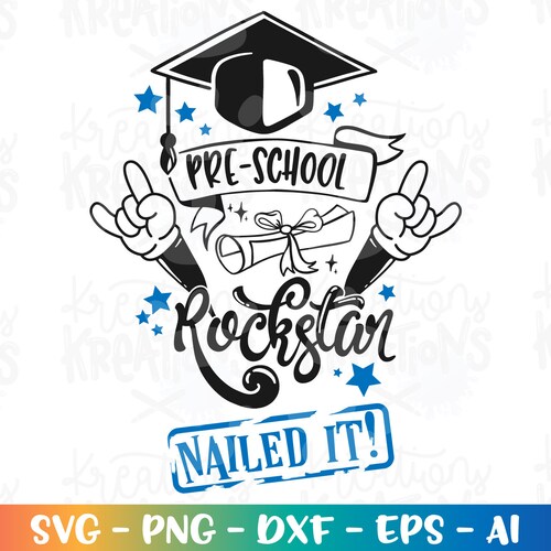 Graduation Svg Pre-school Grad Svg Pre-school Rockstar Svg - Etsy