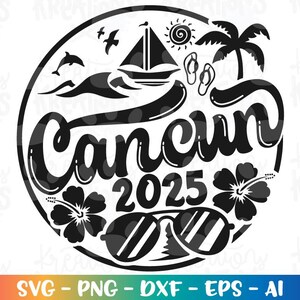 CANCUN Beach Svg Mexico Summer Beach Emblem Svg Hand Drawn Print Decal ...