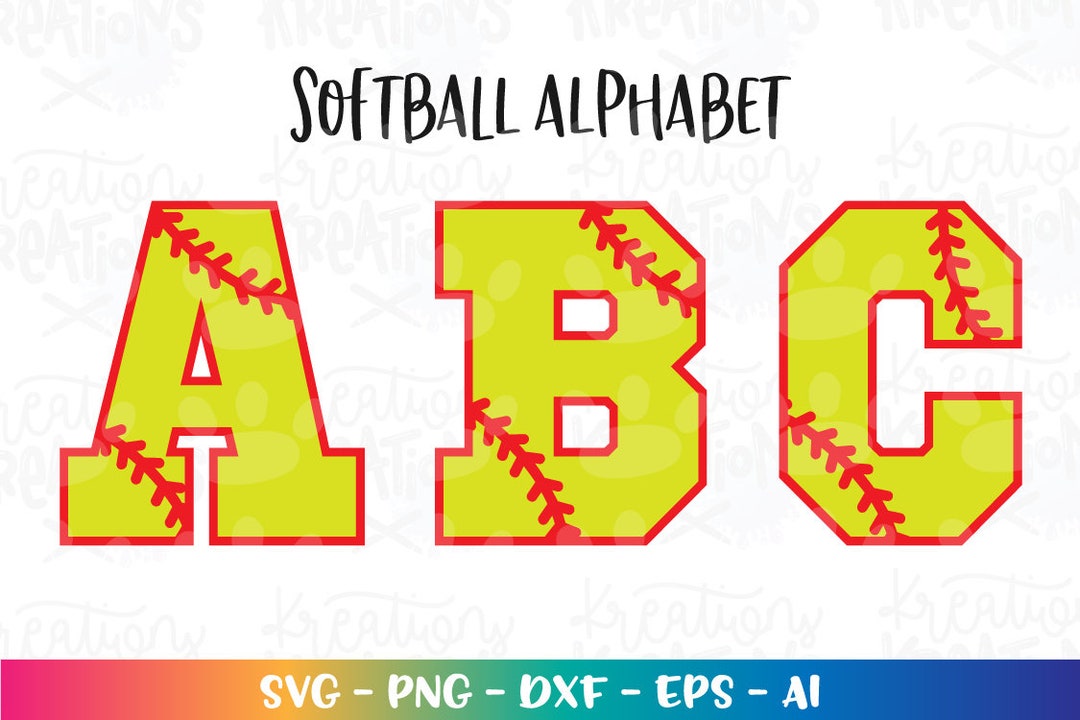 Softball Alphabet Svg Softball Font Svg Baseball Alphabet SVG Cut ...