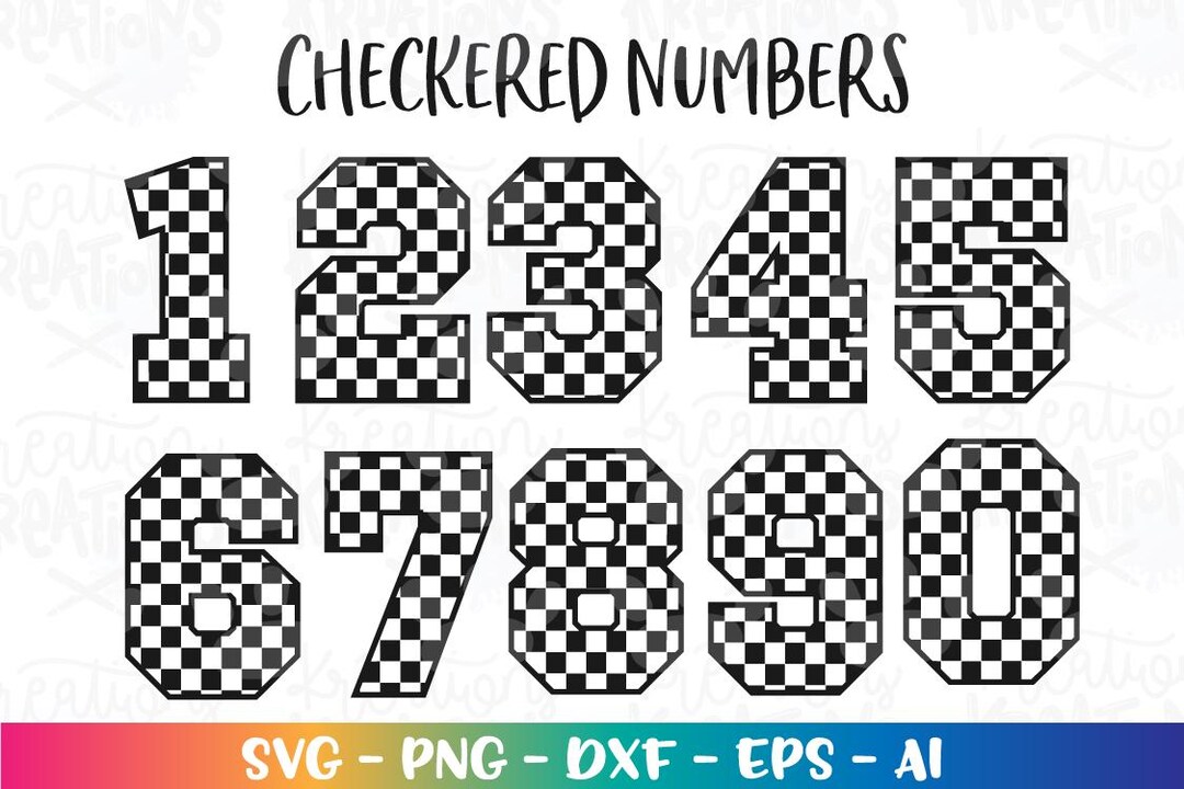 Checkered Flag Numbers Svg Racing Race Cars Dirt Bikes Sports Birthday ...