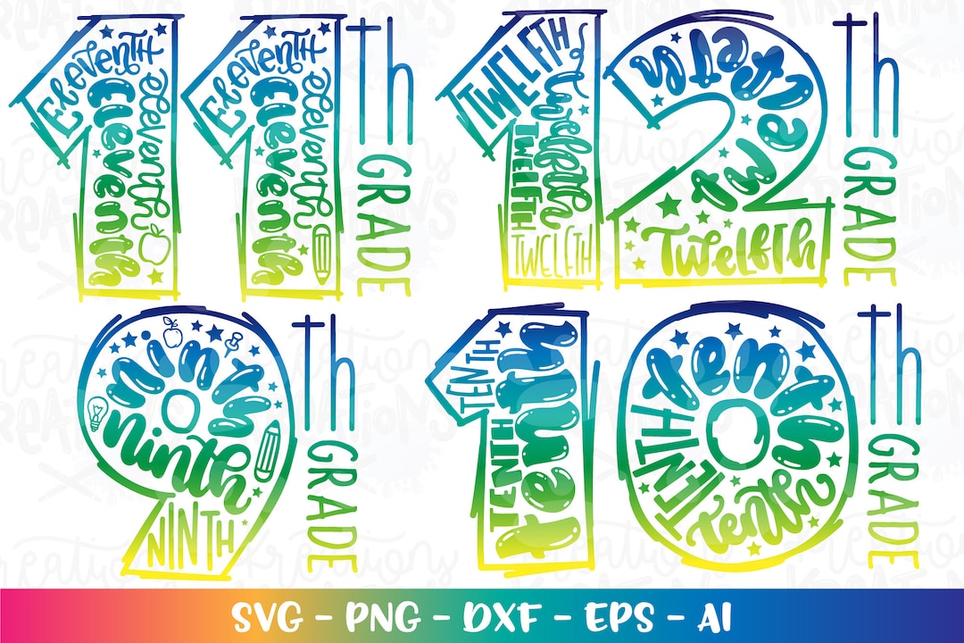 Back to School Bundle Svg 9th 10th 11th 12th Grade School Color Girl ...