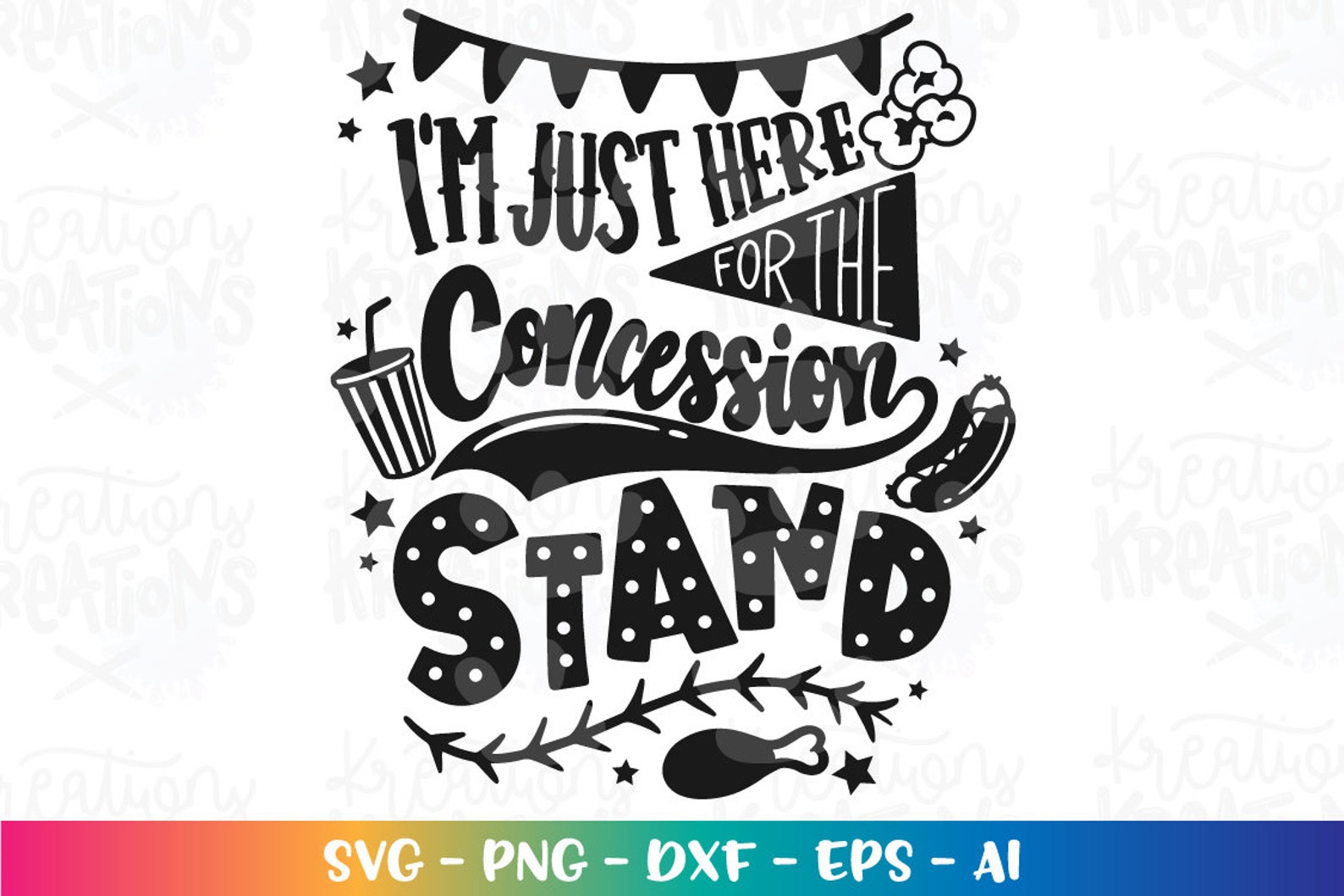 I'm Just Here for the Concession Stand Svg Baseball Svg Hand Lettered ...