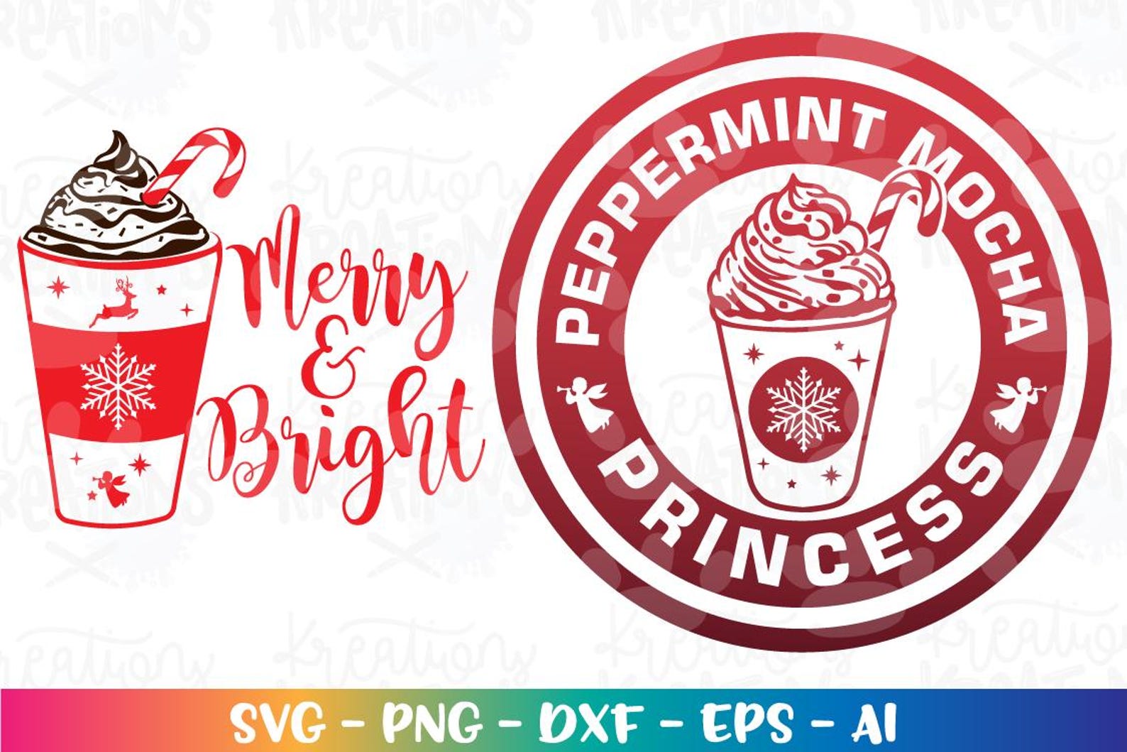 Peppermint Mocha Princess Svg Coffee Merry and Bright Print Decal Svg ...