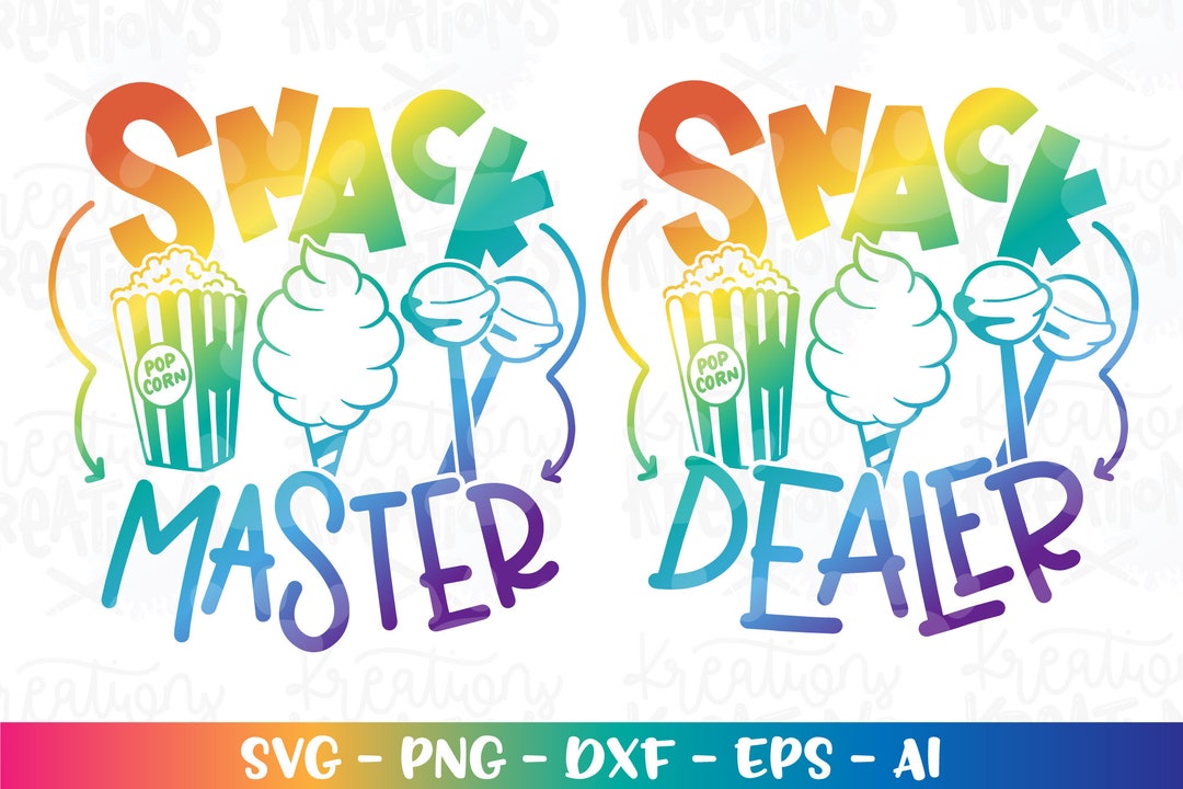 Snack Dealer SVG Snack Master SVG Popcorn Cotton Candy Lollipop Sucker ...