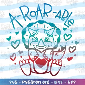 A-Roar-able svg Adorable cute Triceratops Dinosaur baby Love | Etsy