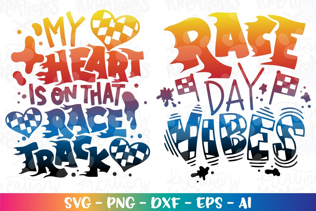 Race Day Vibes Svg Race Car Motor Bike Dirt Track Kids Cute Silhouette ...