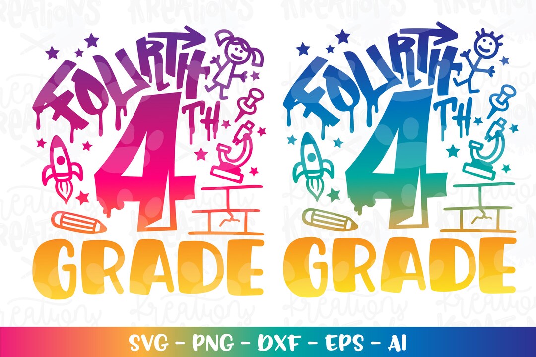 Back to School Svg Fourth Grade 4th Graffiti Hand Drawn Color Kids Girl ...